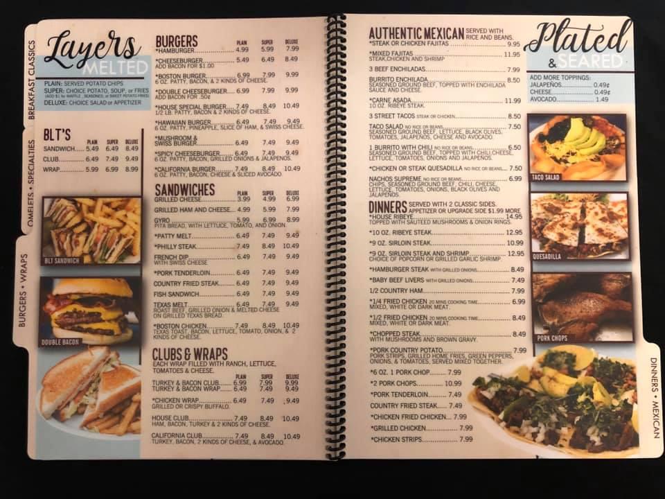 Menu at Joplin Café cafe, Joplin
