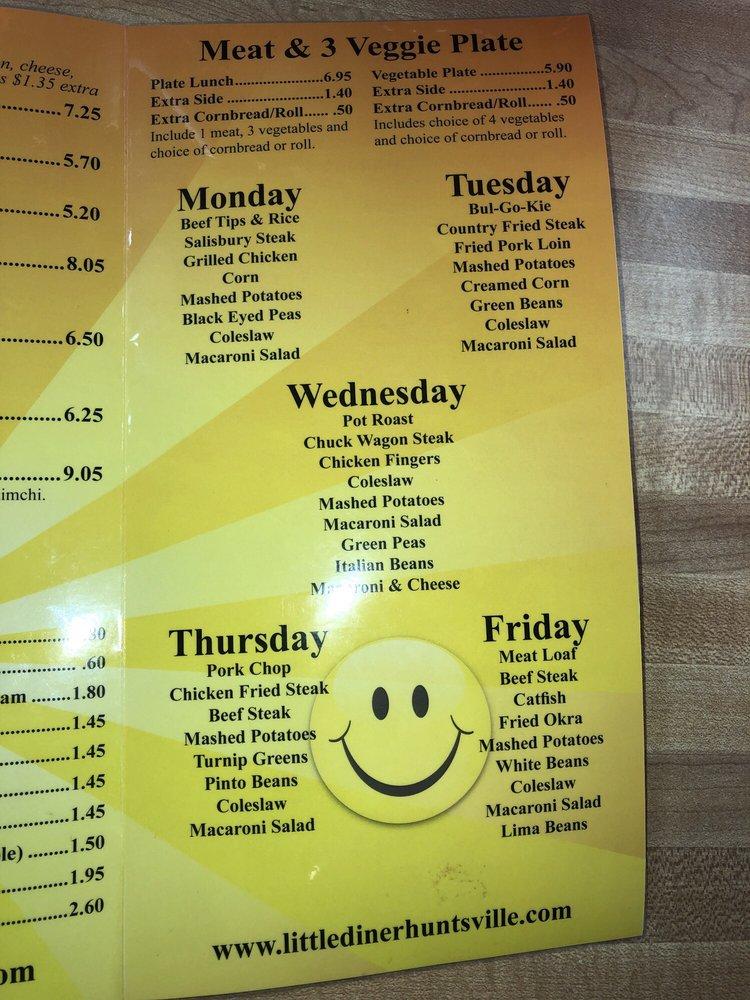Menu at Little Diner restaurant, Huntsville, Jordan Ln NW # A