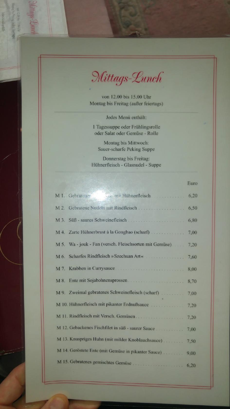 Speisekarte von Princess Garden restaurant, Kriftel