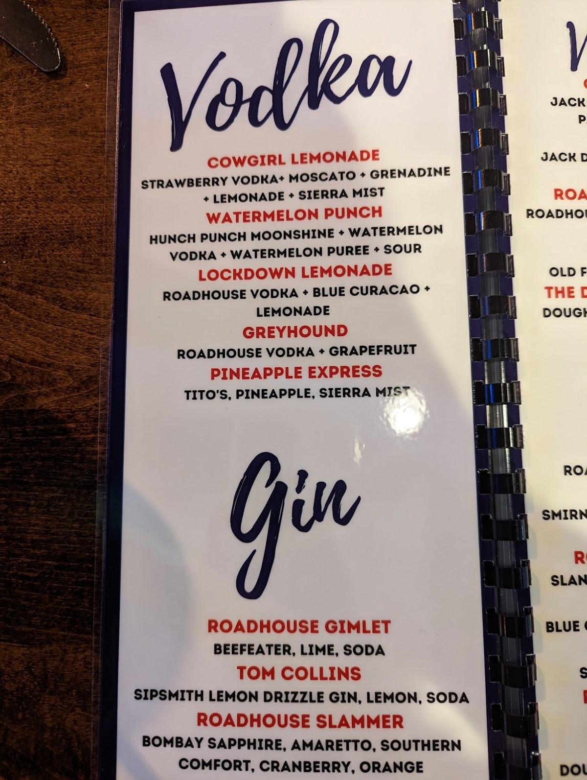 Menu at Roadhouse 38 pub & bar, Lombard