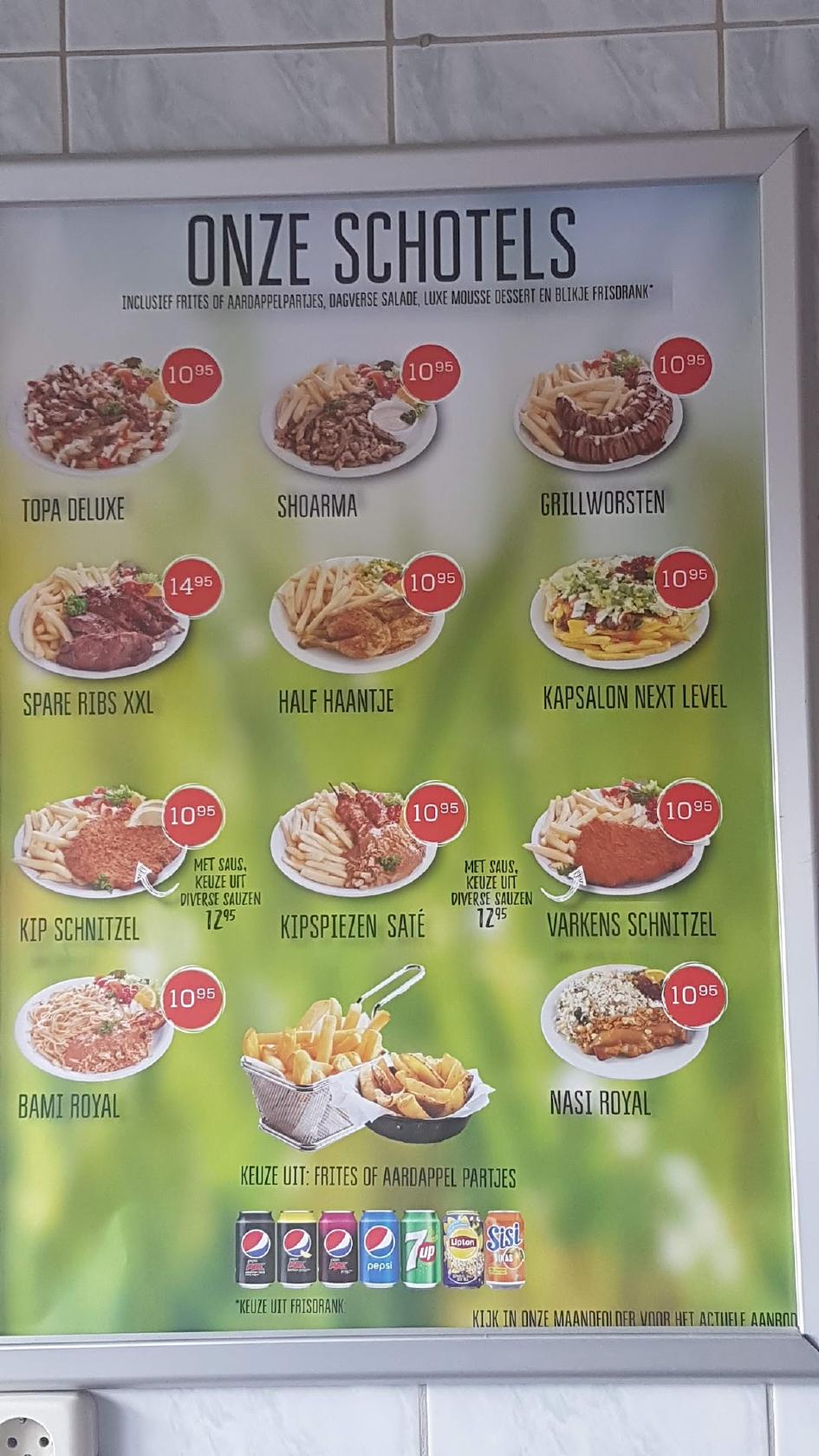 Menu at Snackpoint Dolly Dimple, Haulerwijk