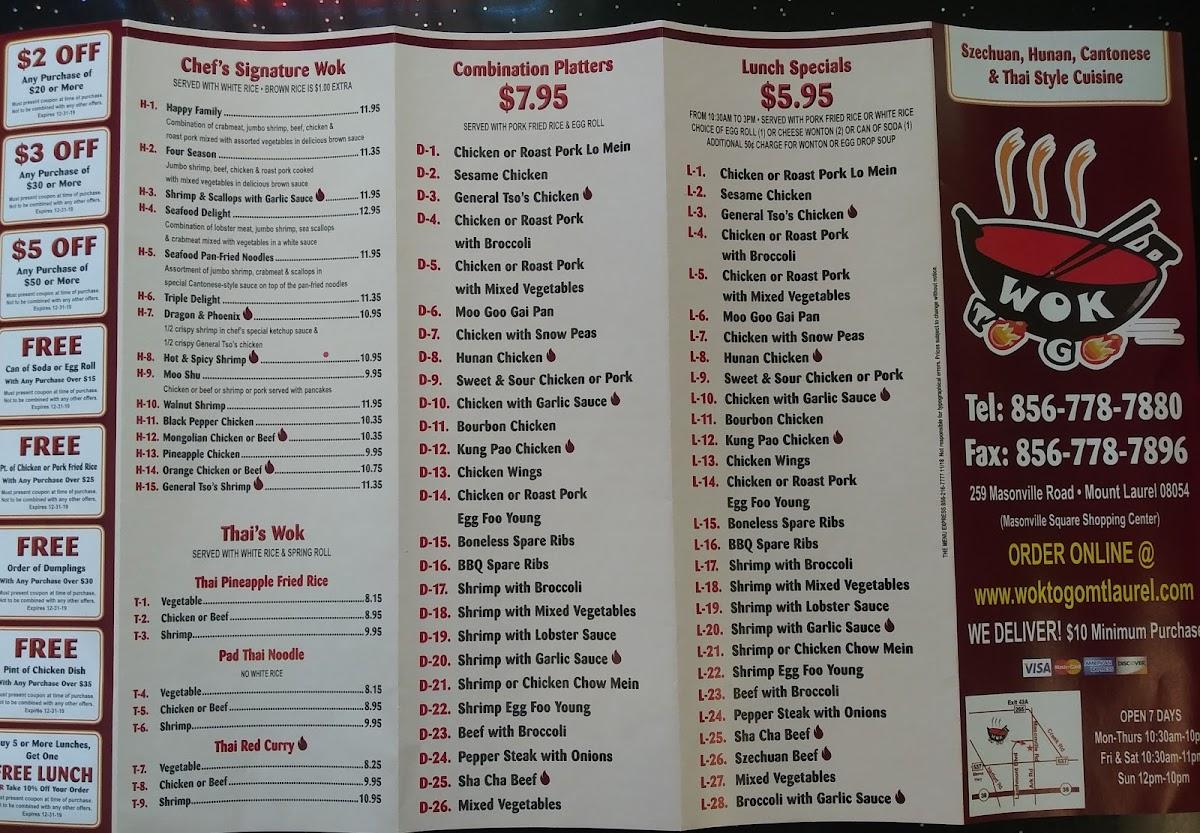 Menu at Wok To Go restaurant, Mount Laurel