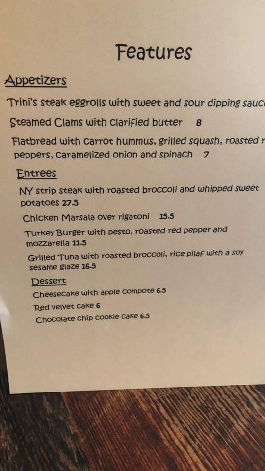 Menu at Lake Sheridan Bar & Grill, Nicholson, 145 Pedrick Rd