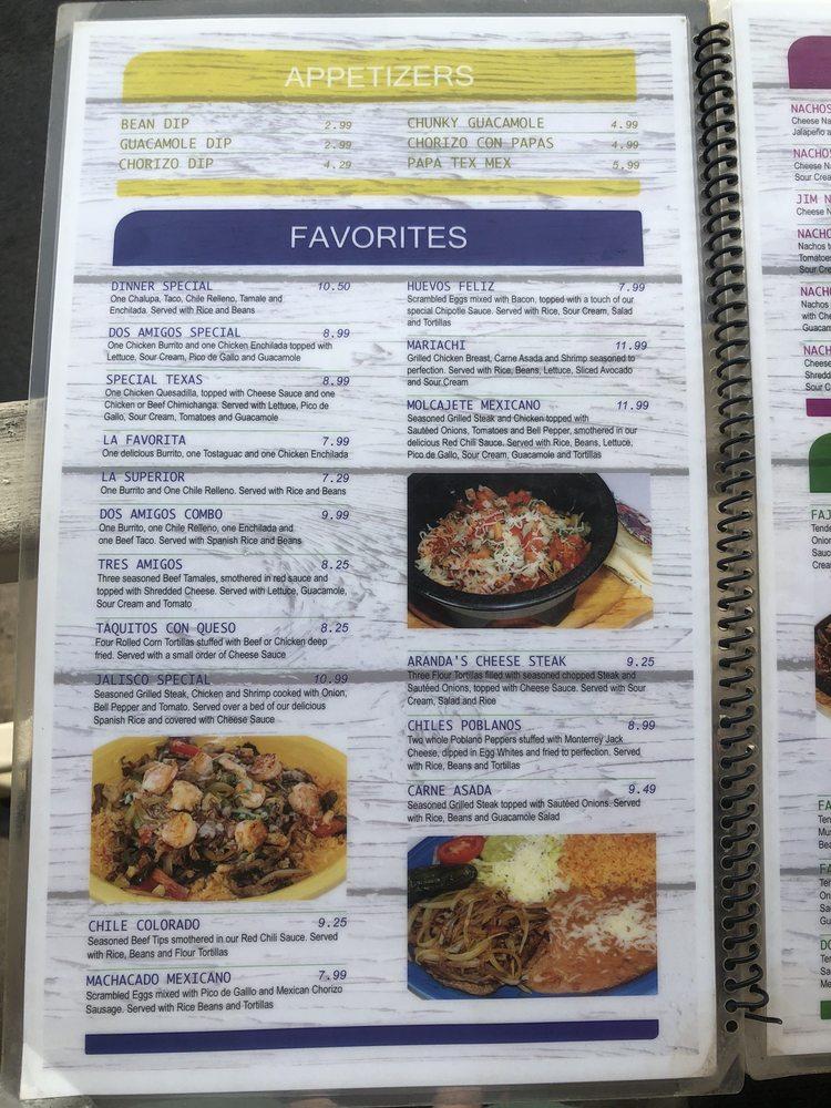 Menu at Los Dos Amigos restaurant, Miami