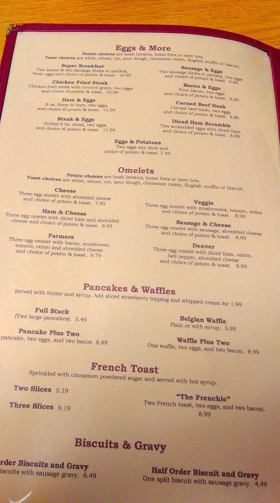 Menu at Mountain Quail Cafe, Quartzsite