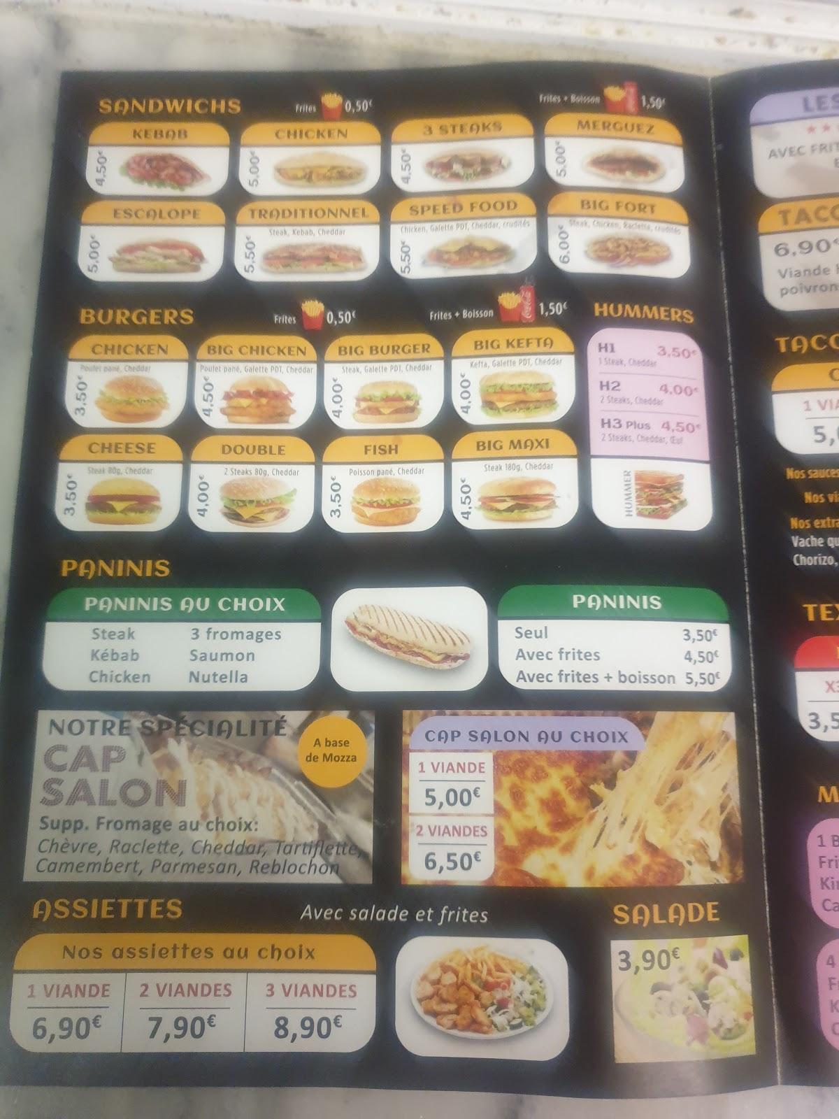Menu au Speed Food restaurant, Le Havre