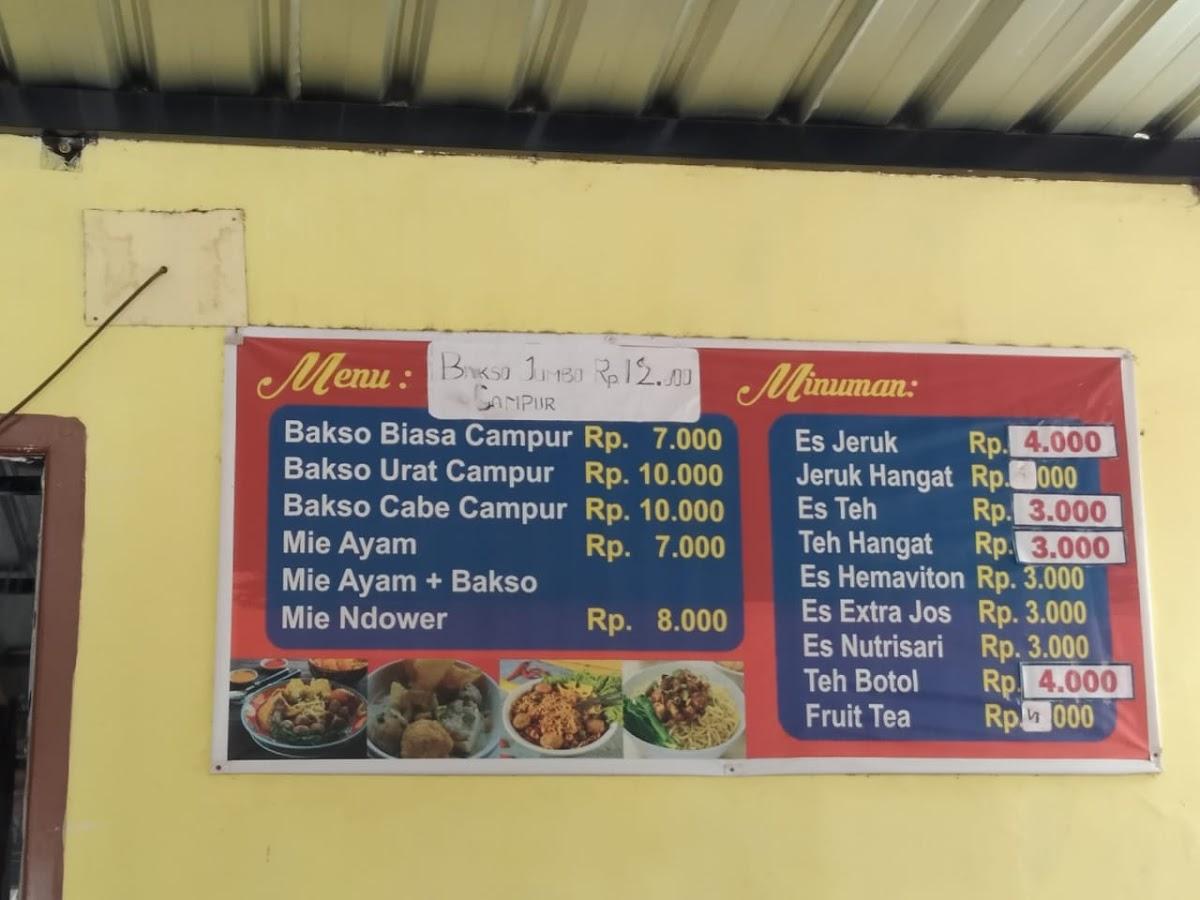 Menu at Depot Cak Lin restaurant, Malang
