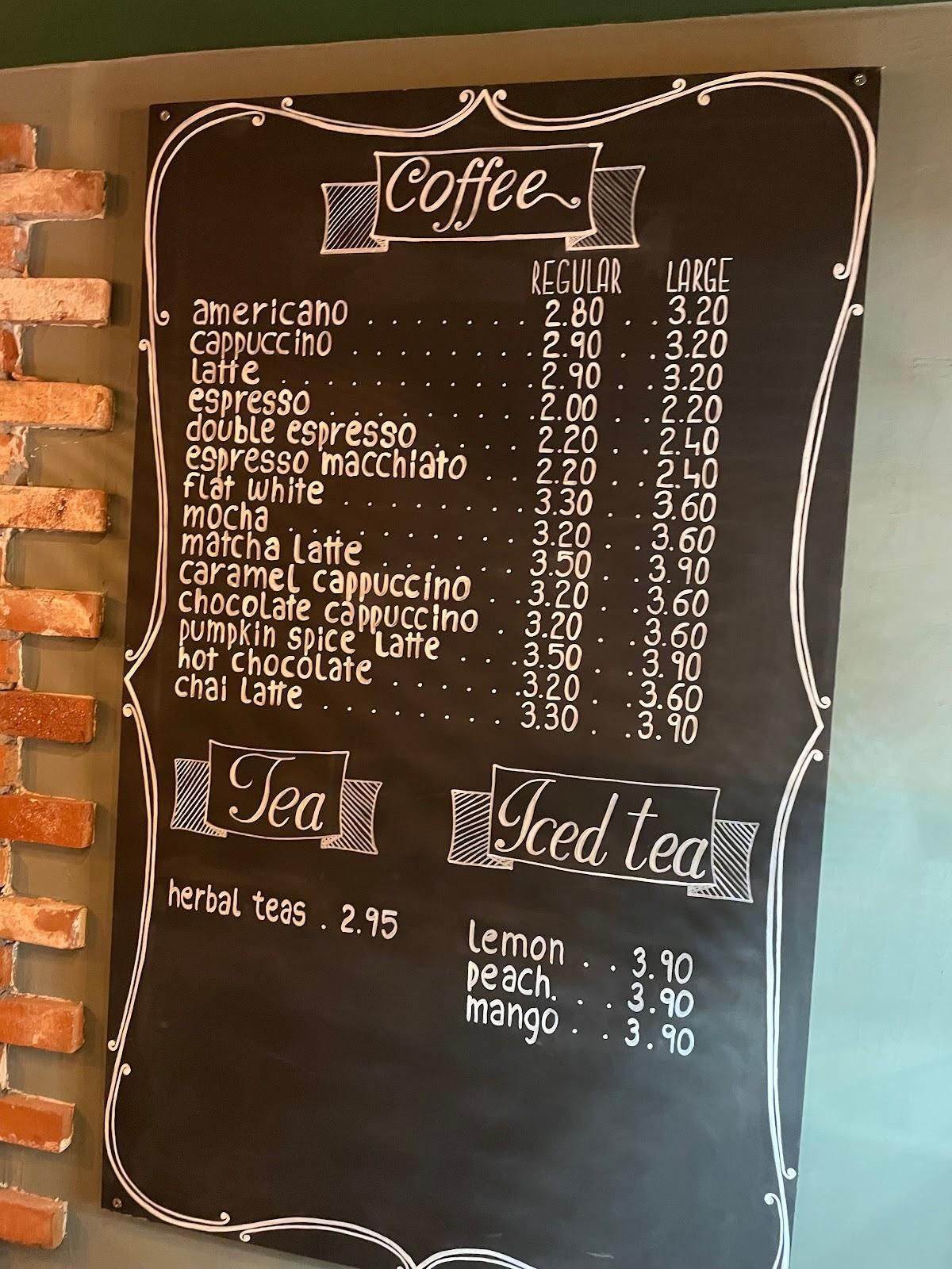 Menu at Dua Caffe cafe, Dublin
