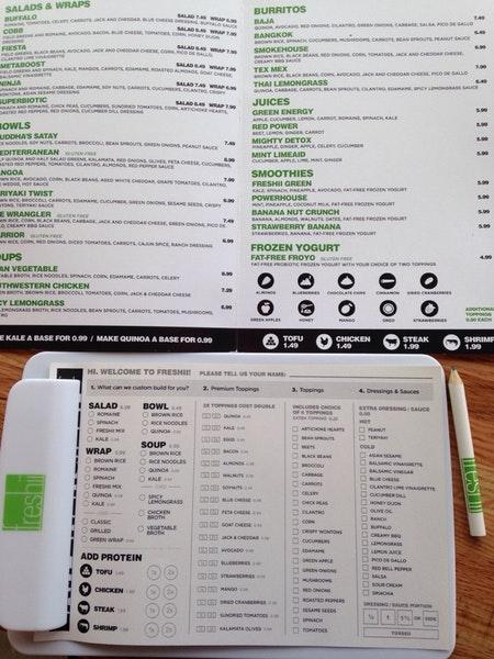Menu at Freshii fast food, Vancouver, Columbia House Blvd #100