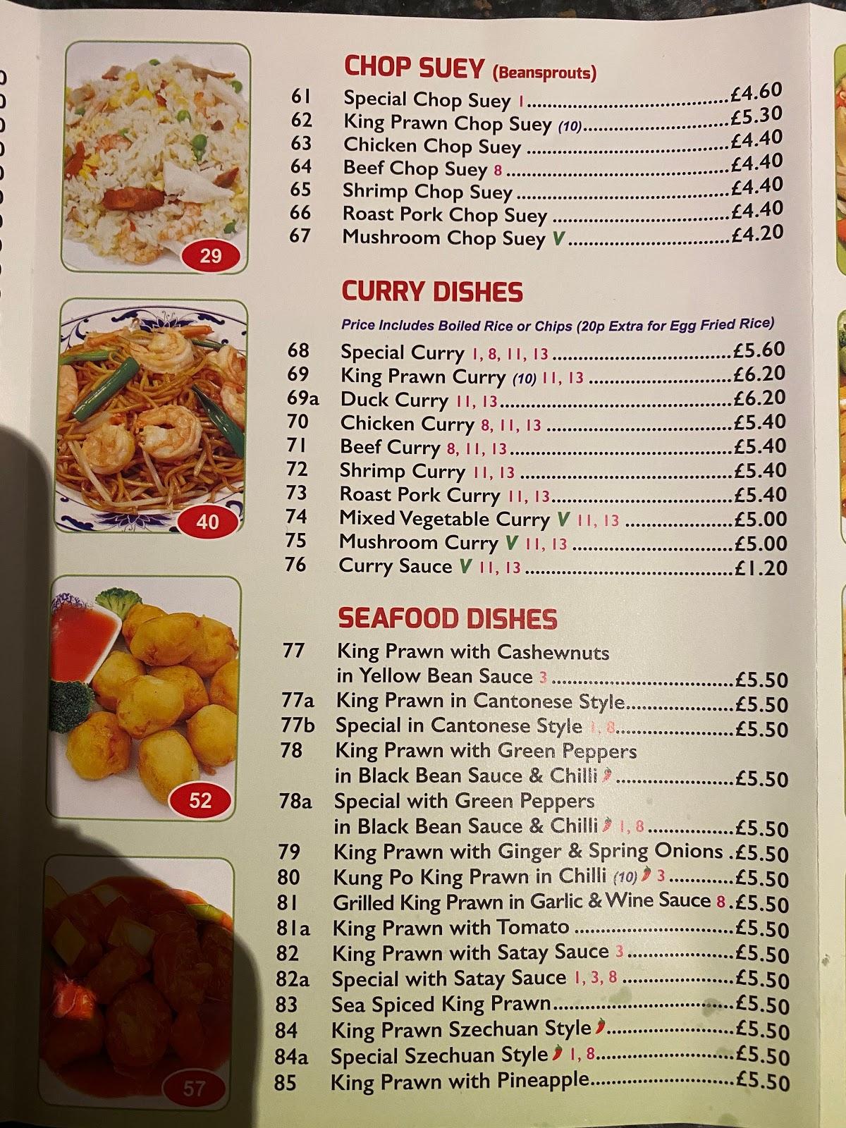 Menu at Golden Palace restaurant, Ipswich