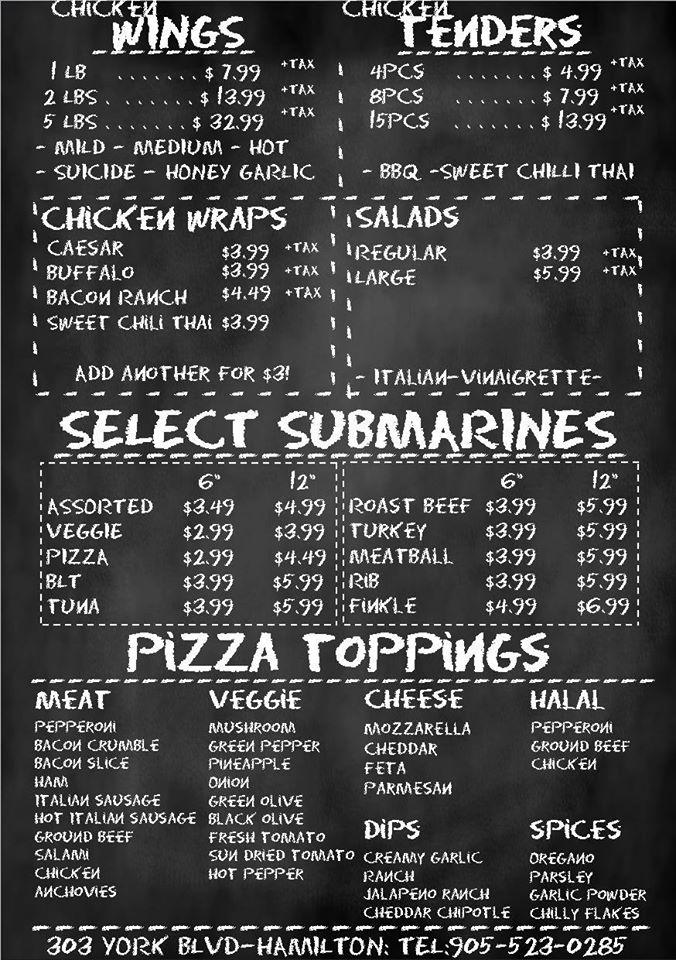 Menu at Select Food Mart and Pizza pizzeria, Hamilton