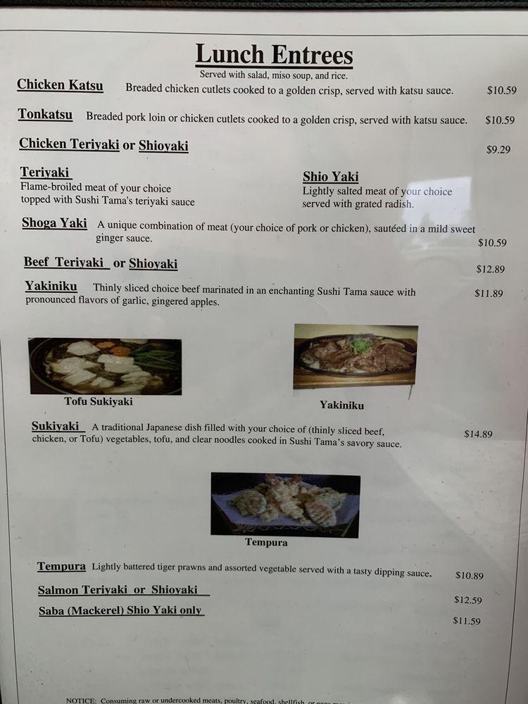 Menu at Sushi Tama Restaurant, Tacoma