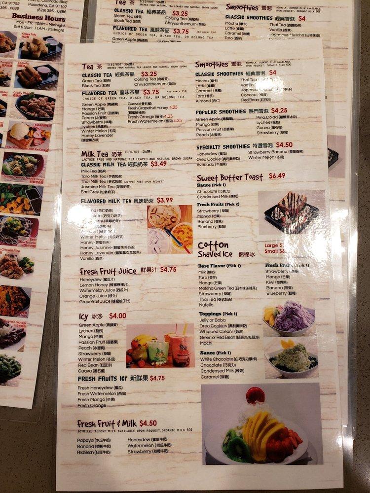 Menu at Tea Spots pub & bar, West Covina