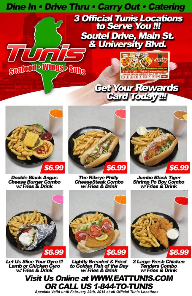 Menu at Tunis Seafood, Wings & Subs restaurant, Jacksonville ...