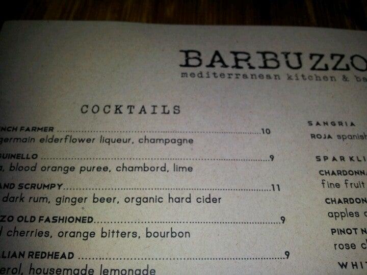Menu at Barbuzzo, Philadelphia
