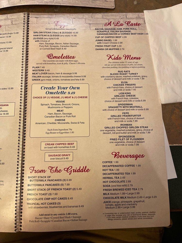 Menu at Prestige Diner, Vineland