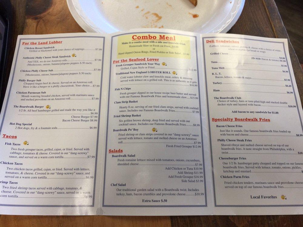 Menu at The Boardwalk Grill restaurant, Madeira Beach, 204 johns pass ...