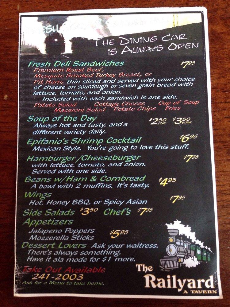Menu at The Railyard pub & bar, La Junta