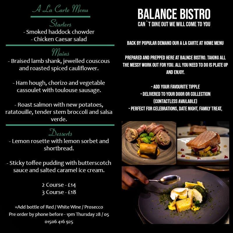 Menu at Balance Bistro restaurant, Livingston