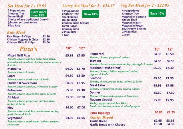 Menu at Carrbrook Flavours pizzeria, Stalybridge