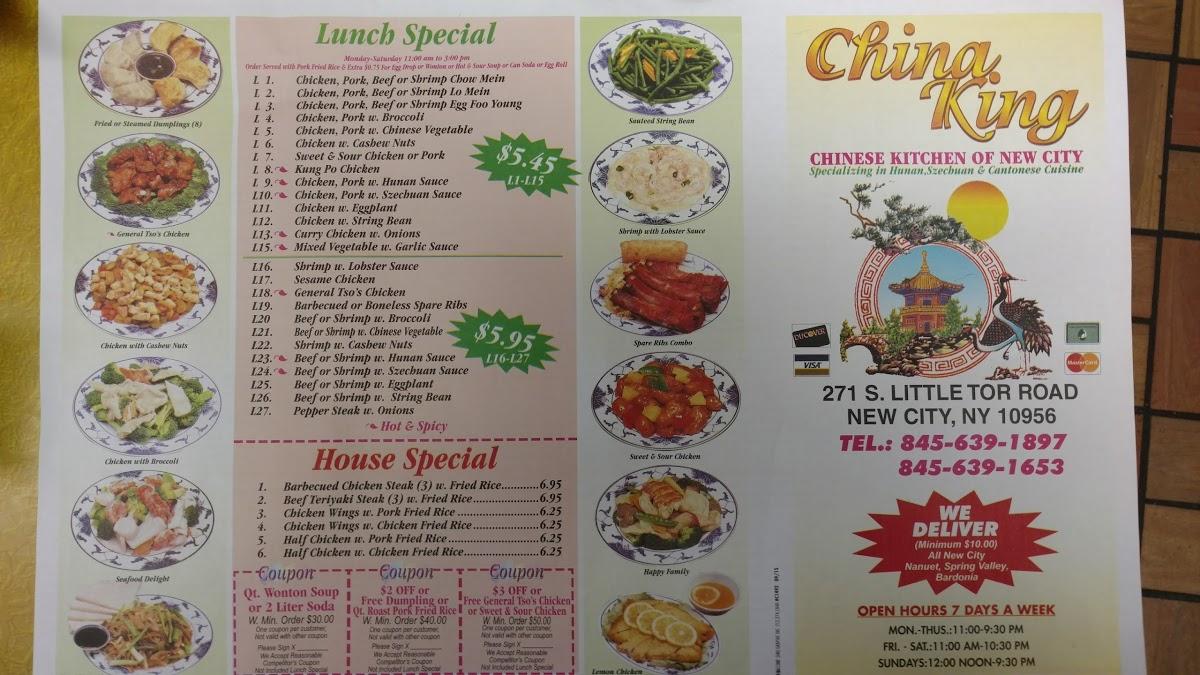 Carta del restaurante China King, New City