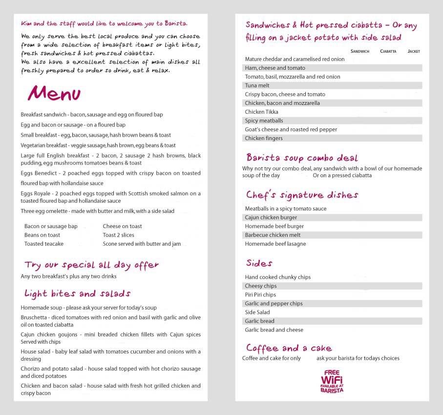Menu at Dal Barista - Coffee Bar And Bistro, Stockport