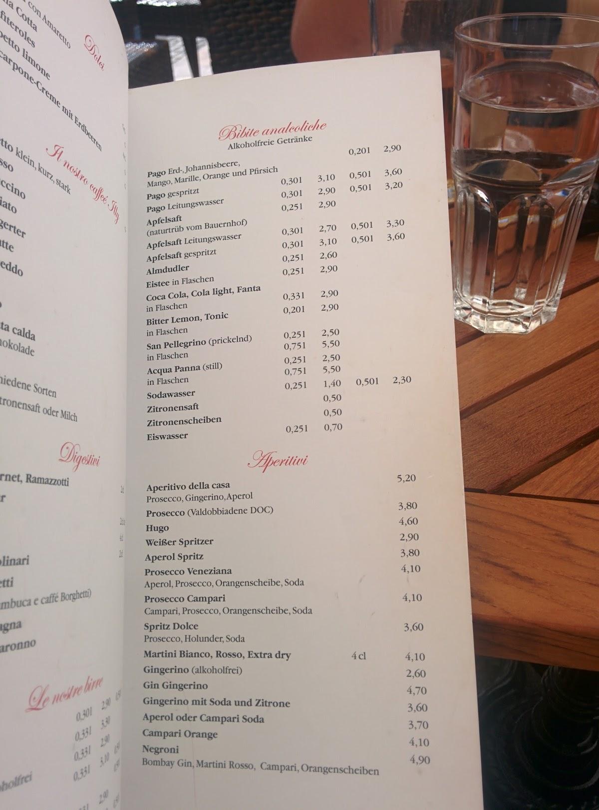 Speisekarte von Peppone restaurant, Graz