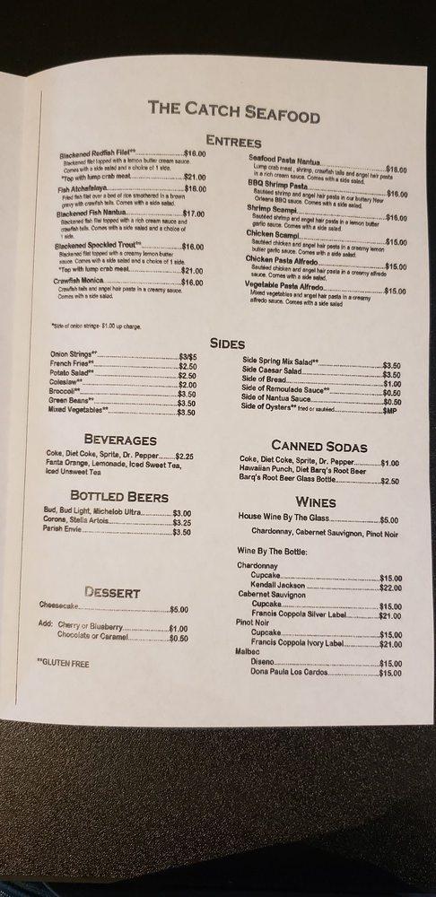 Menu at The Catch Seafood Restaurant, Metairie, Cleary Ave