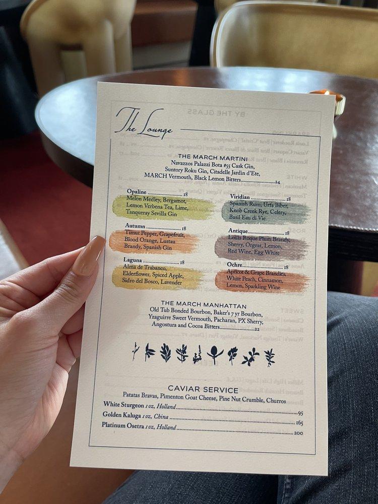 Menu at March restaurant, Houston