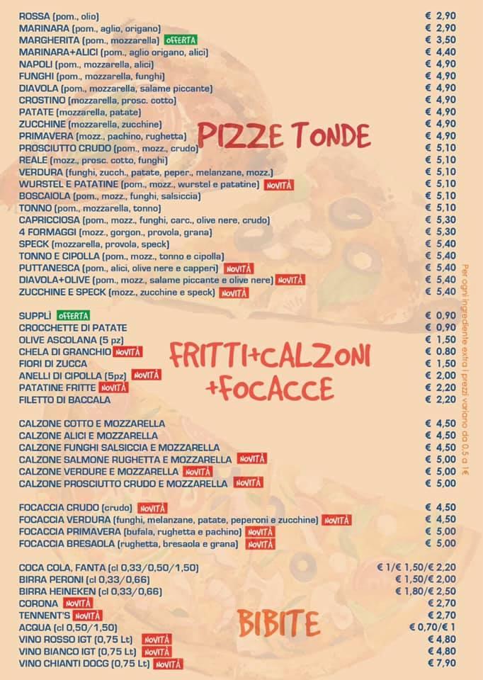 Menu at Bon Pan restaurant, Rome, Via Britannia