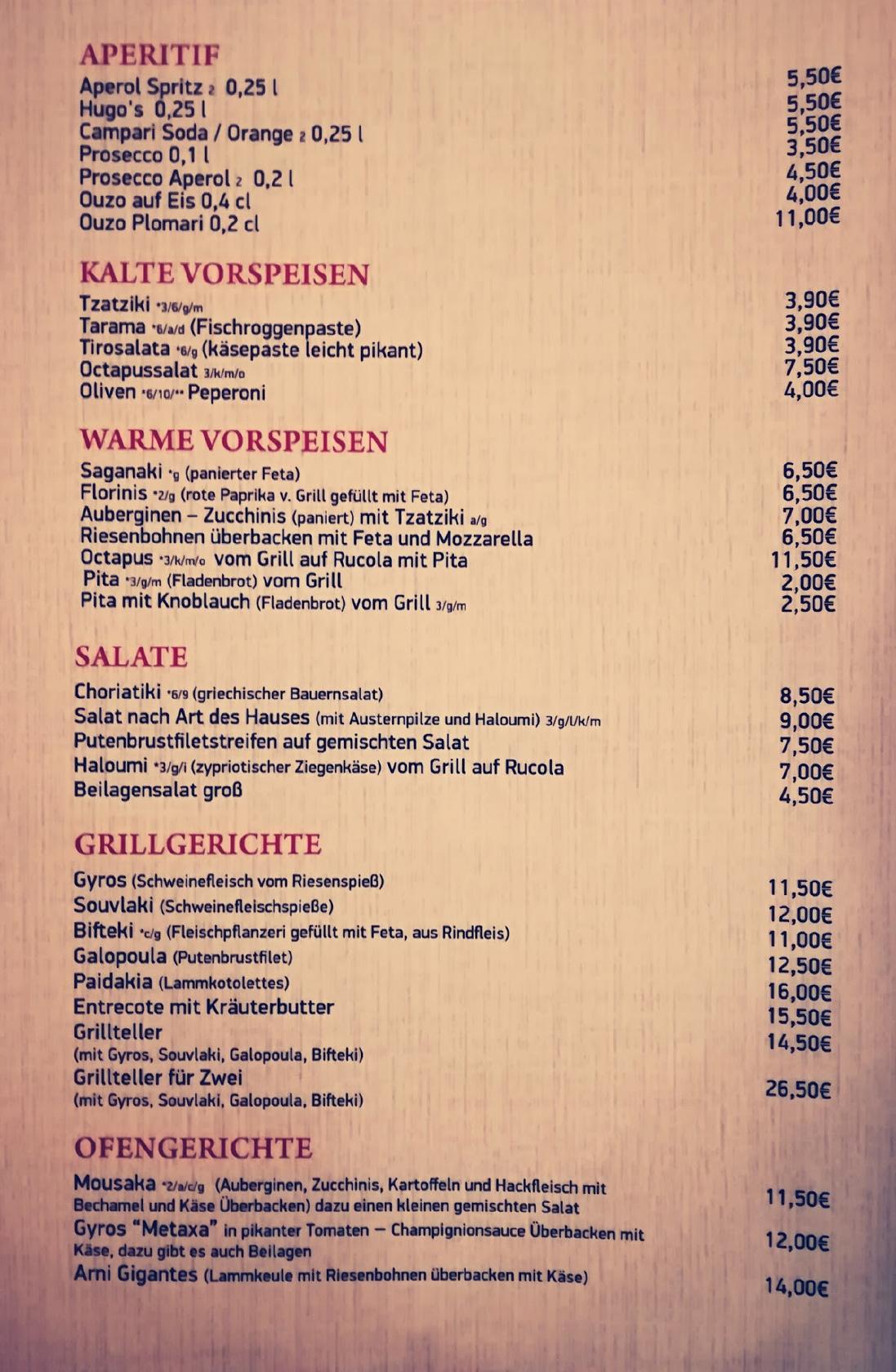 Speisekarte von Cavo Paradiso restaurant, München
