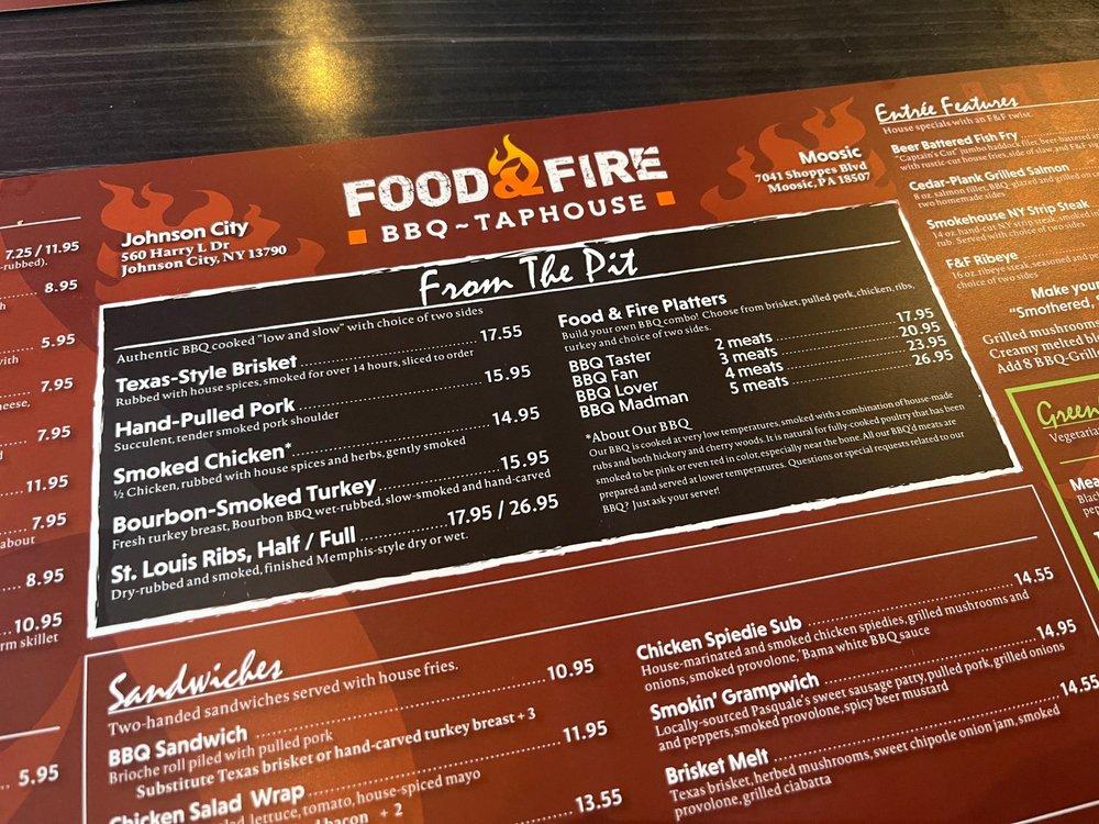 Menu at Food & Fire BBQ-Taphouse, Johnson City