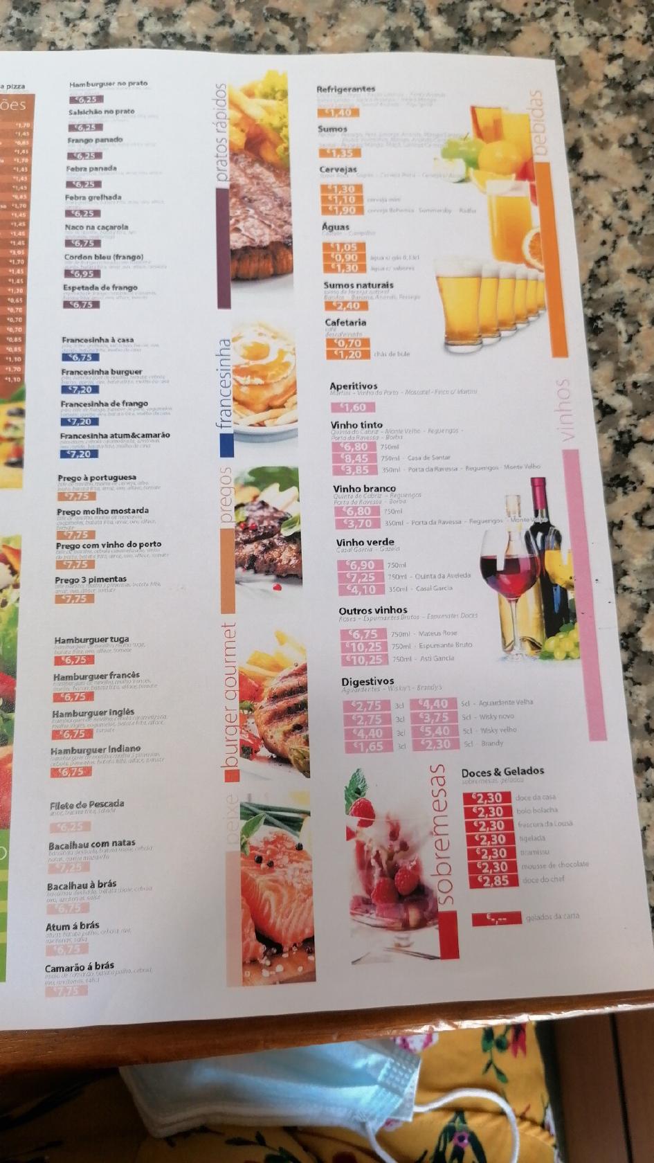Menu em Foodstore restaurante, Lousã