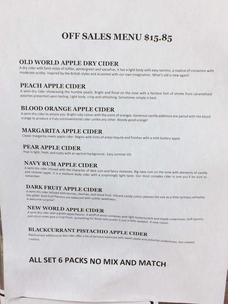 Menu at Geo Cider pub & bar, Squamish