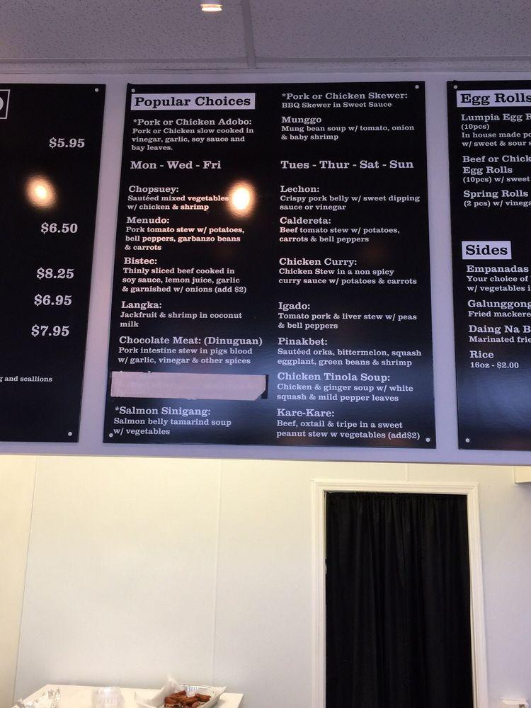 Menu at SUBO Filipino Kitchen restaurant, Chicago