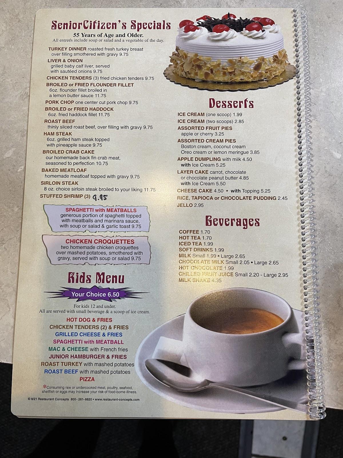 Menu at Shiloh Family Restaurant, York