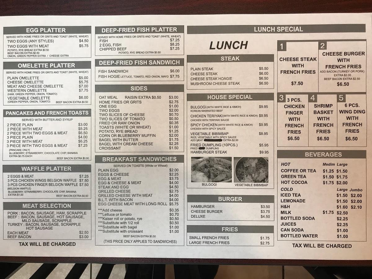 Menu at The Angry Waffle restaurant, Philadelphia