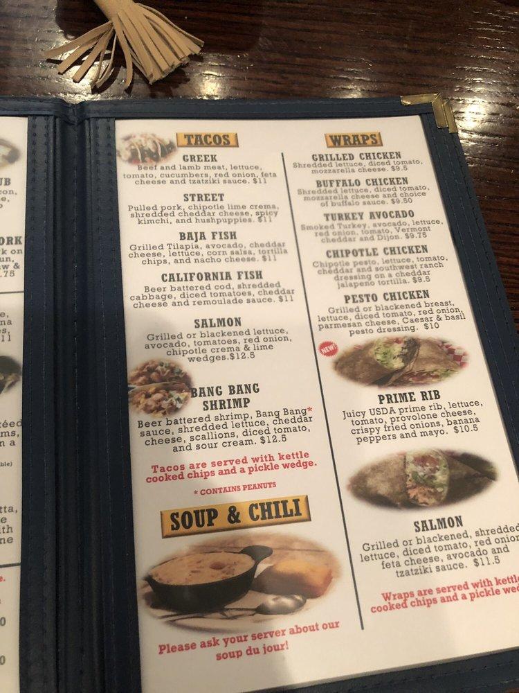 Menu at Varsity Club, Morgantown
