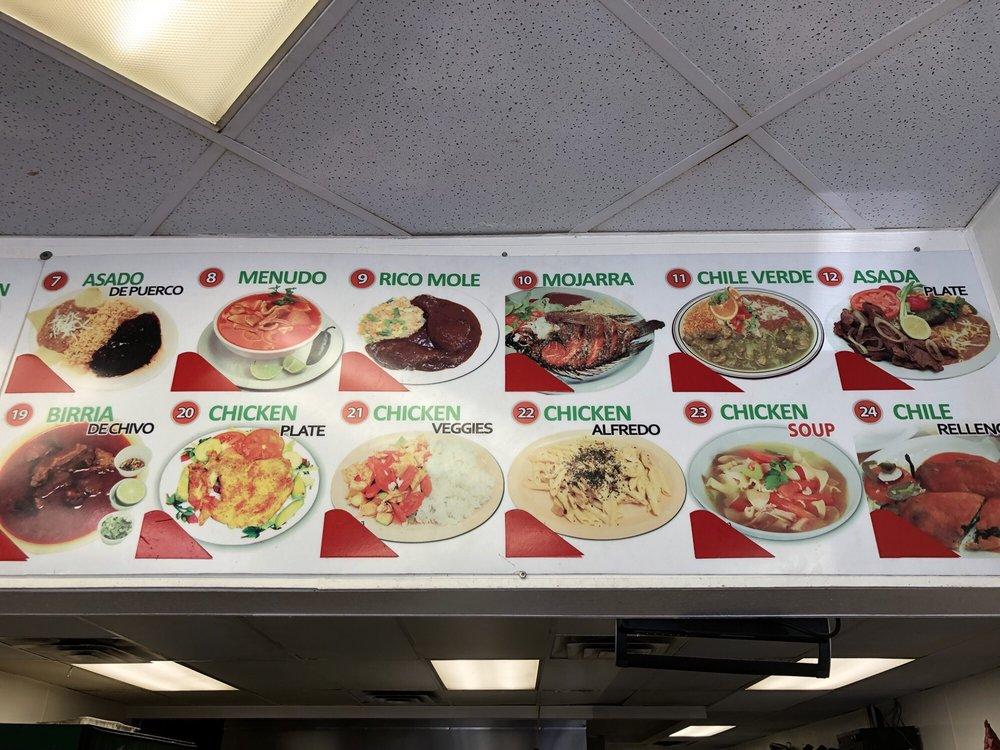 Menu at Azucena's Tacos restaurant, Maywood