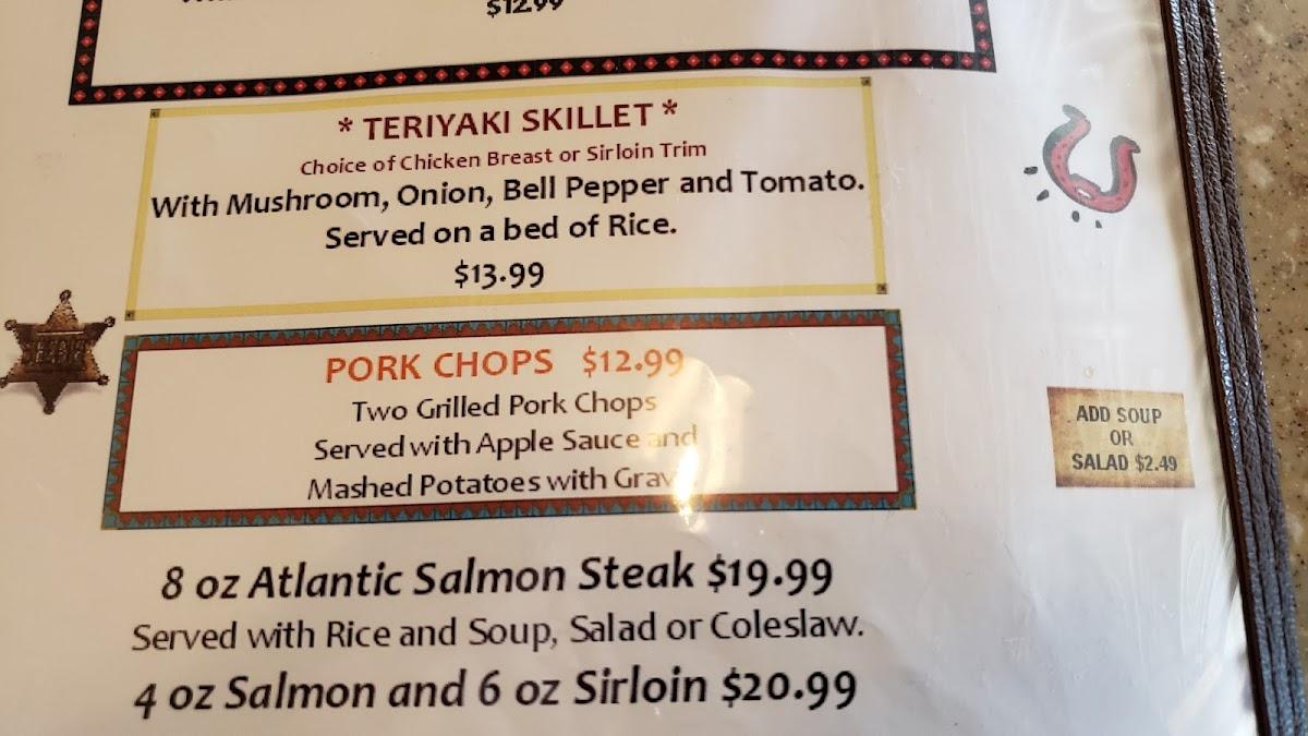 Menu at J D Slinger's Steakhouse, Fallon