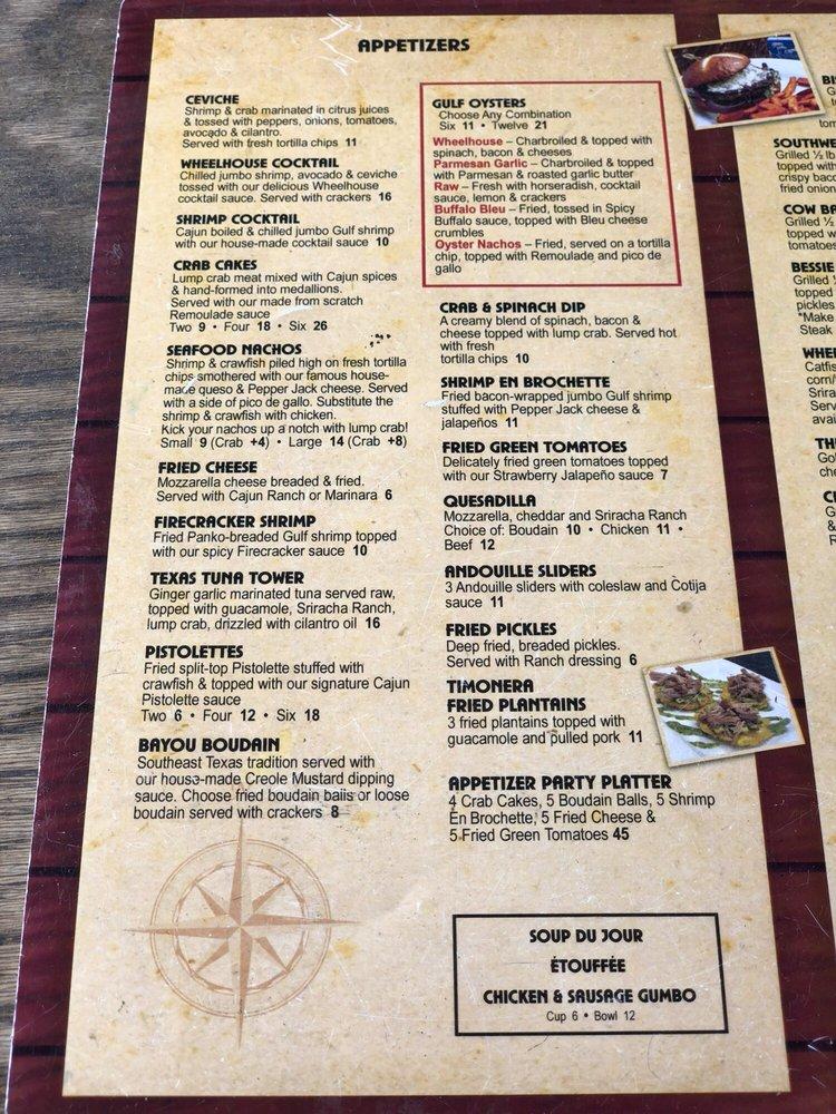 Menu at Neches River Wheelhouse restaurant, Port Neches