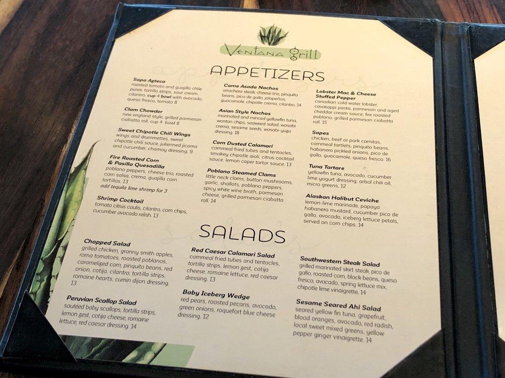 Menu at Ventana Grill pub & bar, Pismo Beach