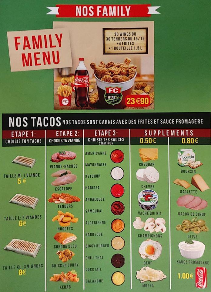 Menu at Food center restaurant, Tourcoing