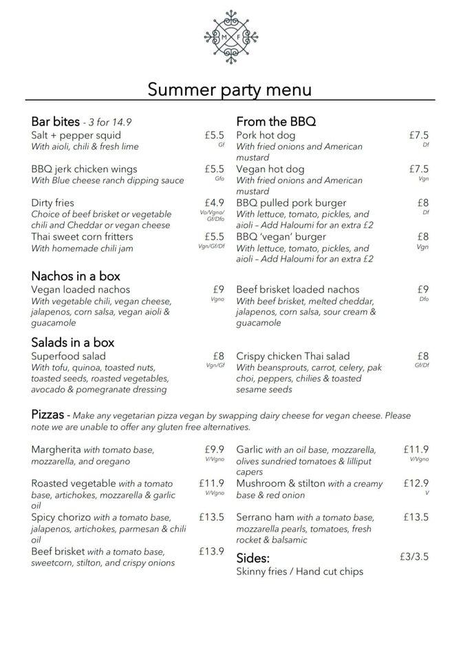 Menu at The Moorfields pub & bar, Bath