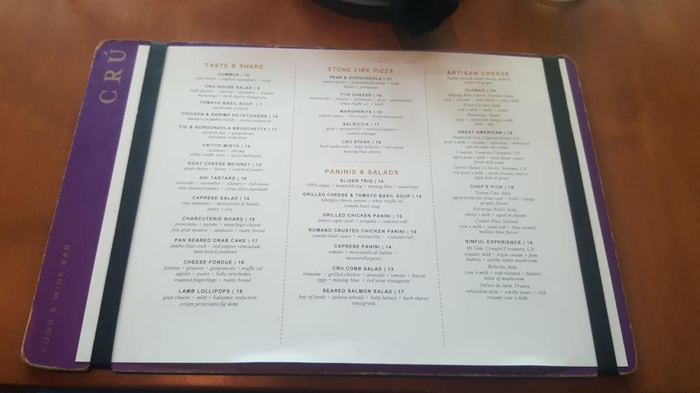 Carta de CRÚ Food & Wine Bar, Dallas, Herb Kelleher Way