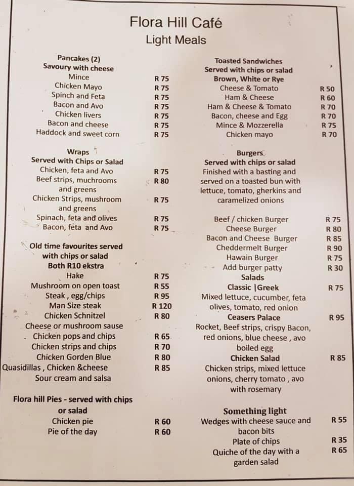 Menu at Flora Hill pub & bar, Springs
