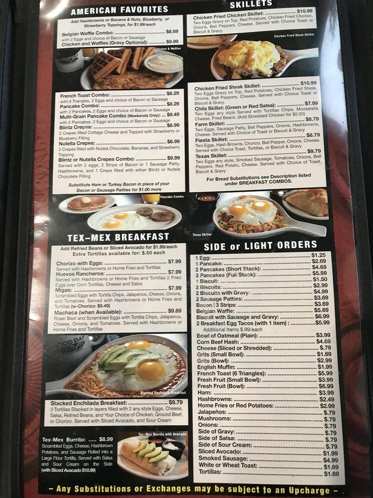 Menu at Good Day Cafe, Grand Prairie, S Carrier Pkwy #100