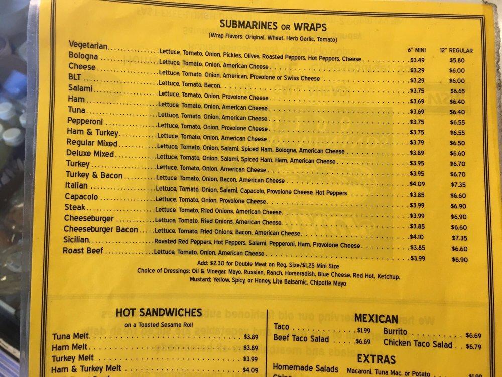 Menu at Submaker 1981 restaurant, Menands, 603 Broadway