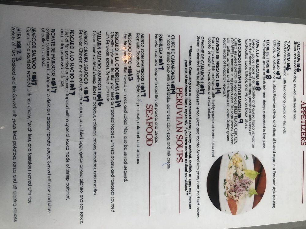 Menu at The Latin Chef Liberty Station restaurant, San Diego