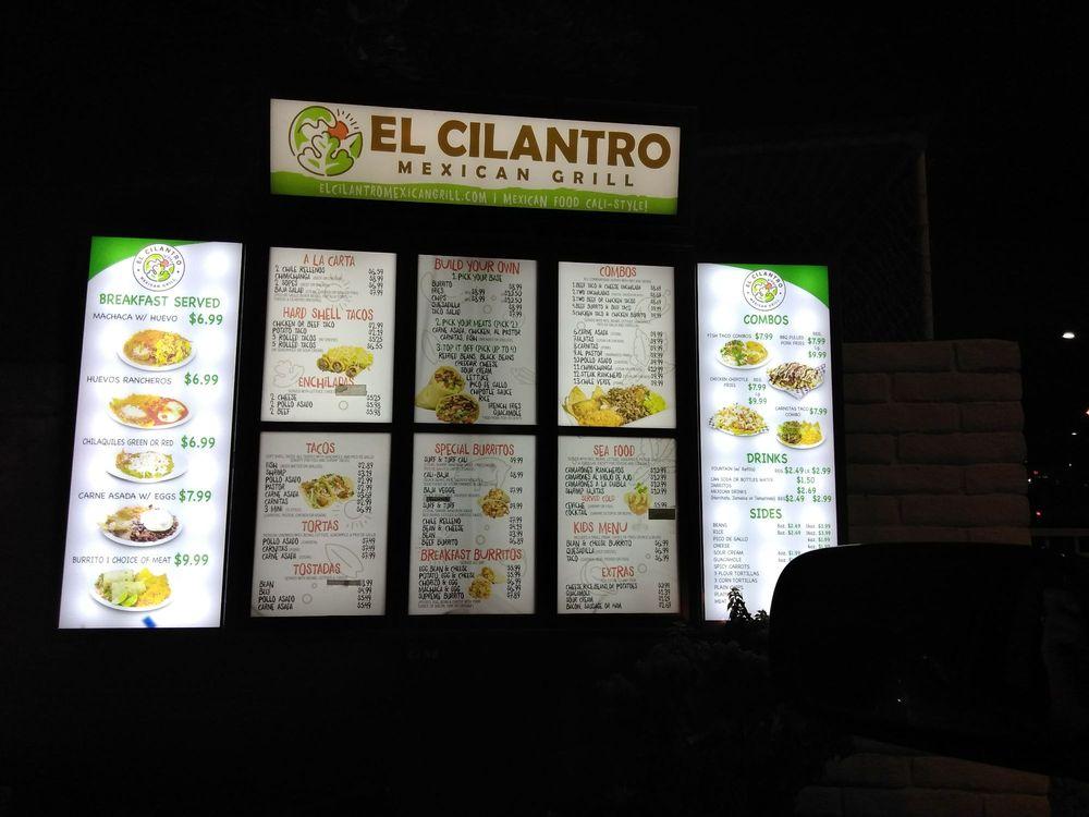 Menu at EL CILANTRO MEXICAN GRILL restaurant, El Cajon